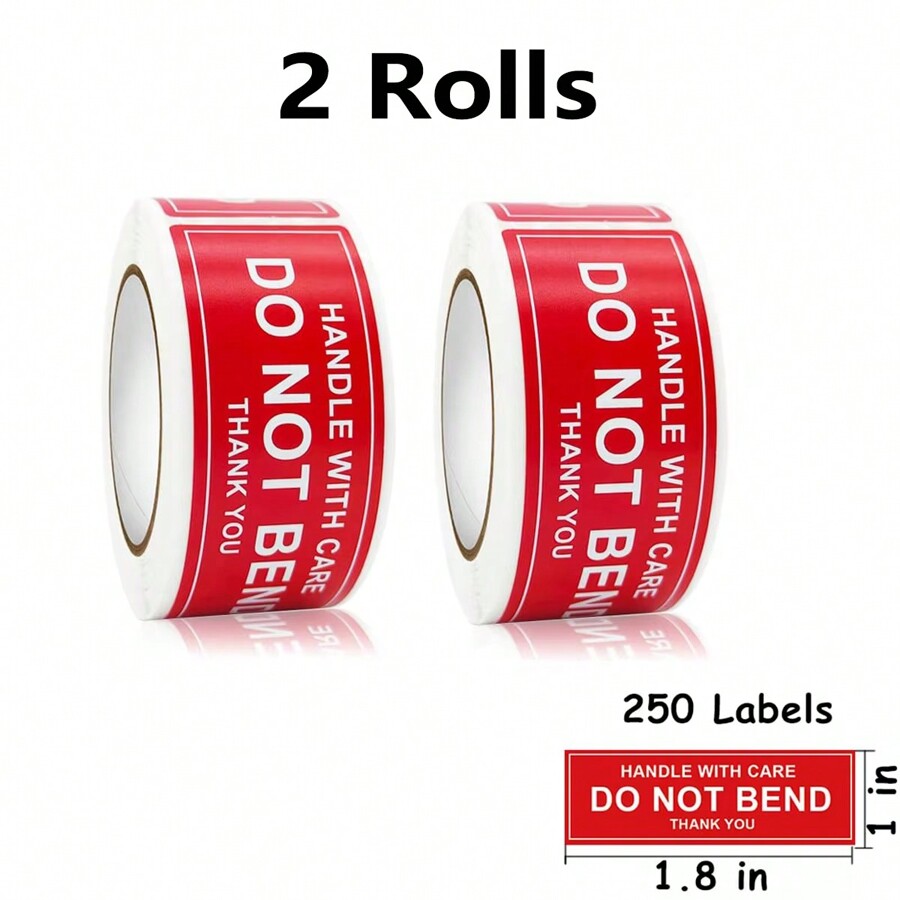 25x45mm Warning Sticker Do Not Bend Handle With Care Fragile Thank You ...