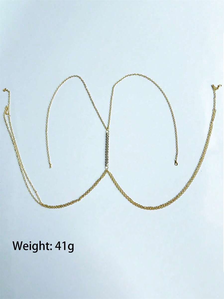 1pc Bohemian Sexy White Crystal Bra Chain, For Nightclub, Beach Party ...