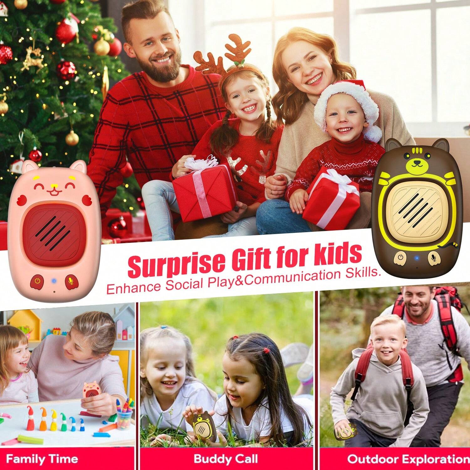 Outdoor Toys For Kids Ages 3-6, Kids Walkie Talkies 2 Packs, Handheld ...