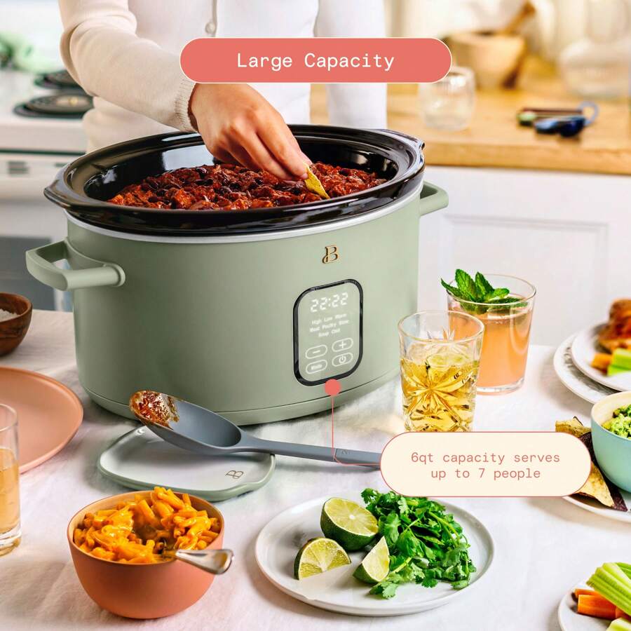 Beautiful 6 Qt Programmable Slow Cooker, White Icing By Drew Barrymore ...
