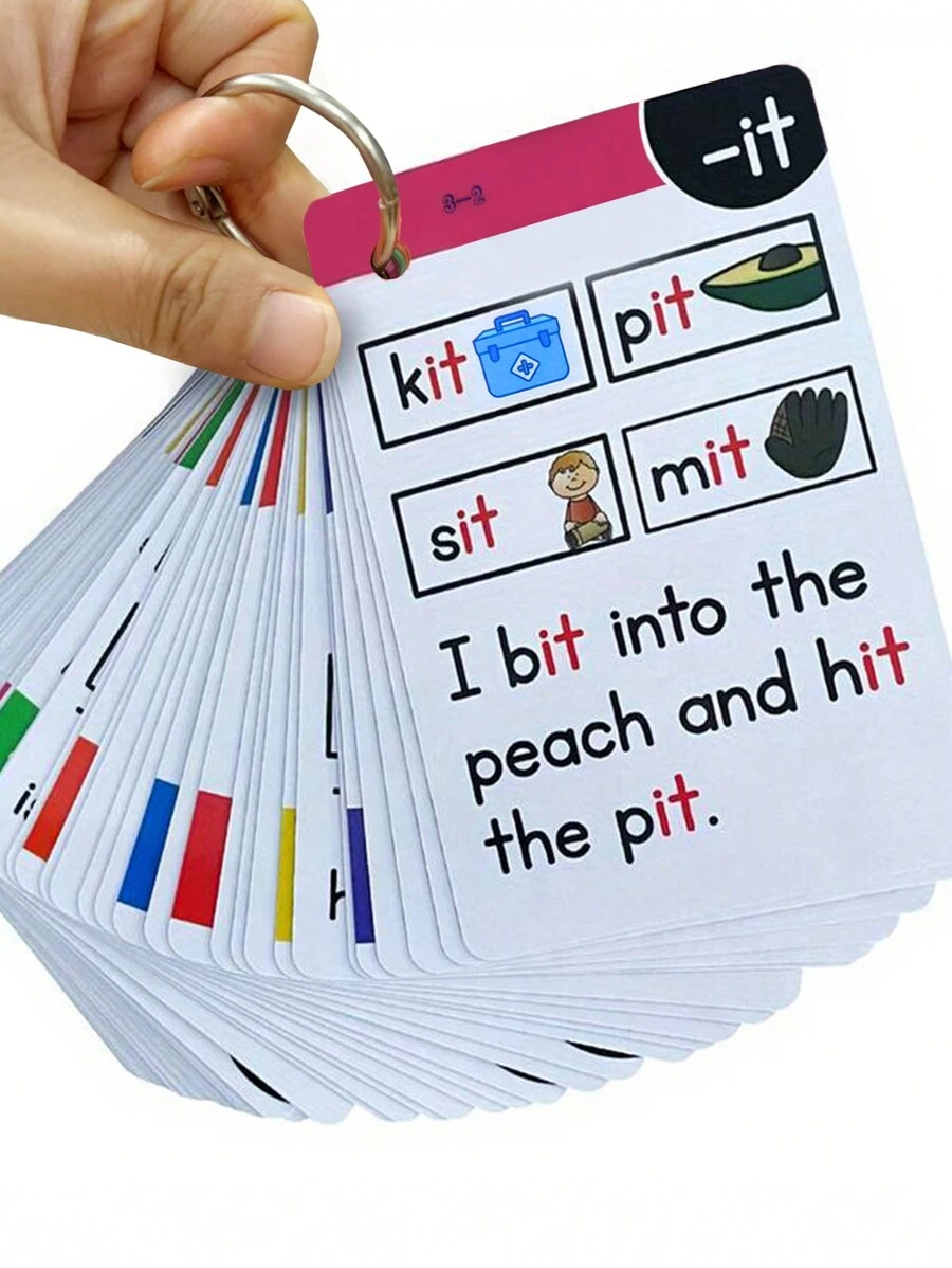 1pc Kids' Montessori Read Phonics Learning Flashcards English Words ...