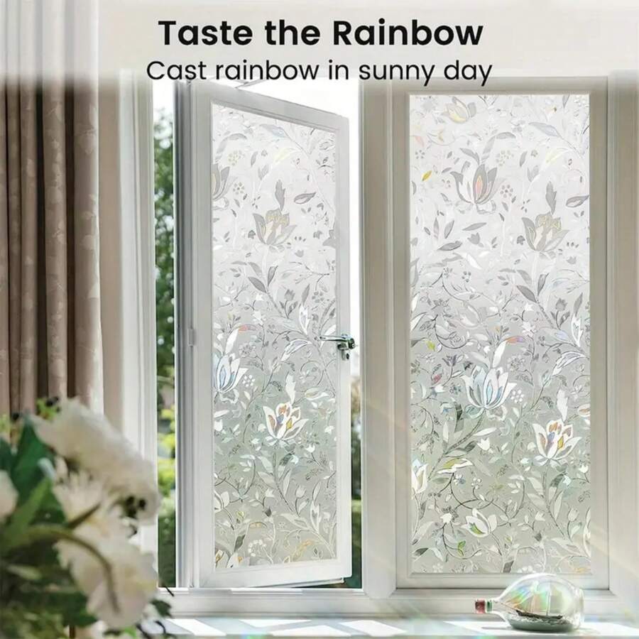 1 Roll Electrostatic Glueless Tulip Decorative Art Glass Window Film ...