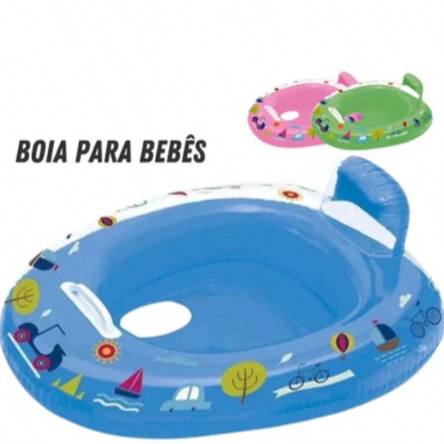 Boia Inflavel Infantil Para Bebê Piscina Verão Calor Azul Rosa e Verde ...
