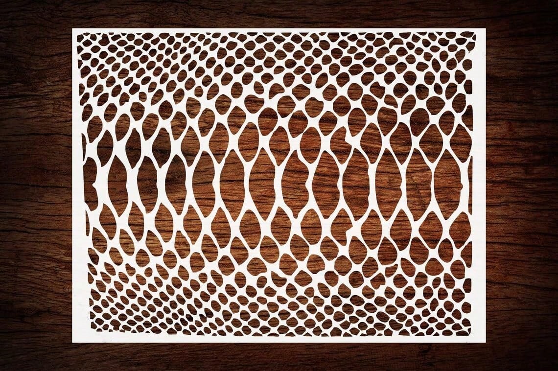 9х7 Inches Snake Skin Camo Logo Stencil, Snake Scale Snakeskin Stencil ...