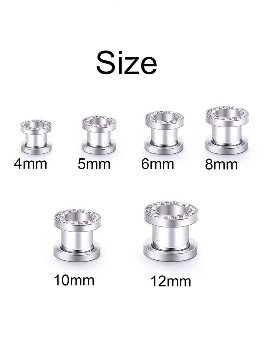 2PCS CZ Gems Ear Tunnels Ear Plugs Ear Gauges Seashell Floral Screws ...