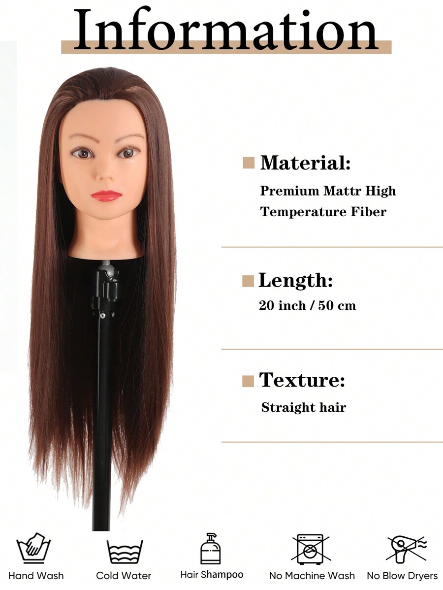20 Inch Mannequin Head With Hair Training Head, With Free Fixture Stand ...