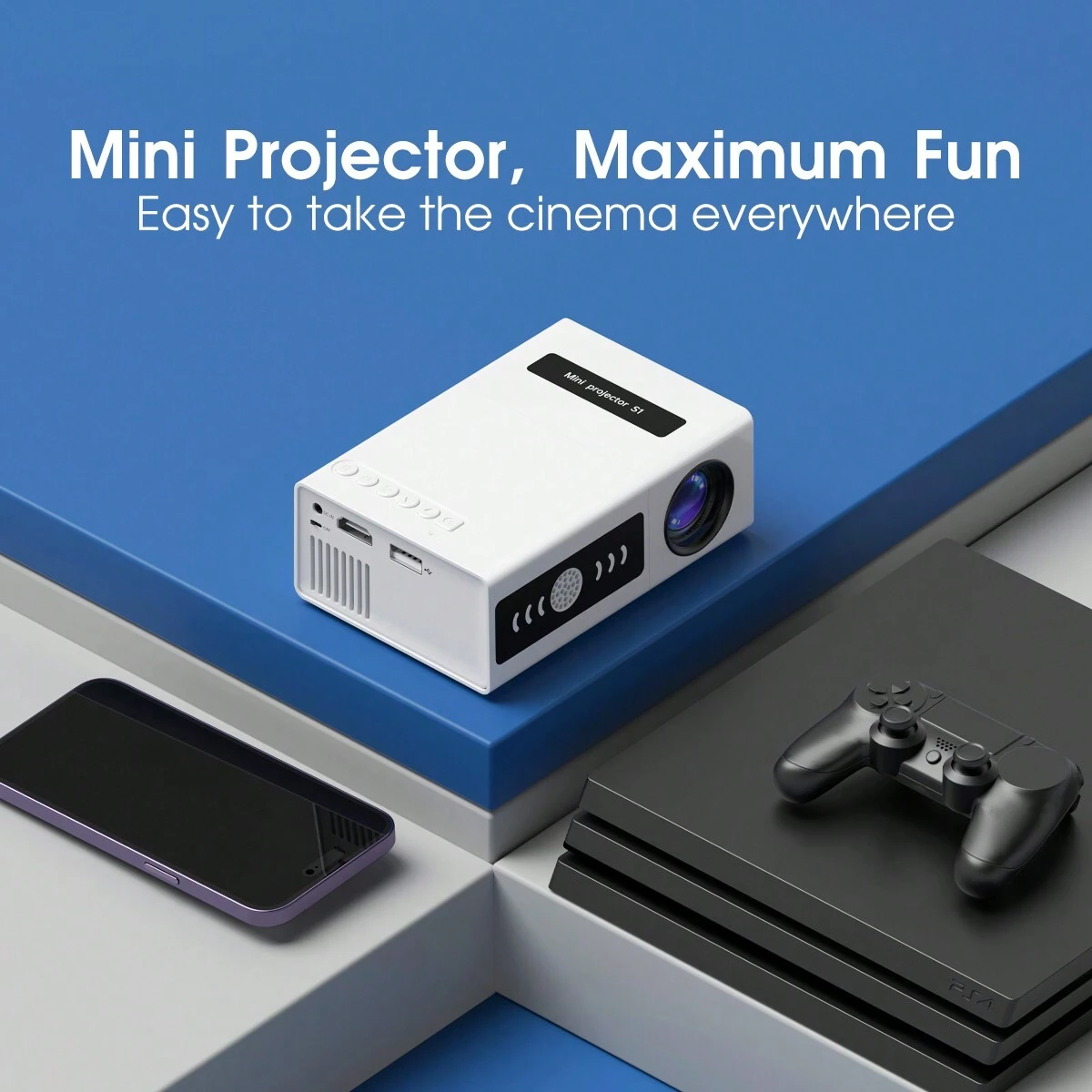 Mini Projector 2024 Upgraded 1080P HD Projector Portable Projector With ...