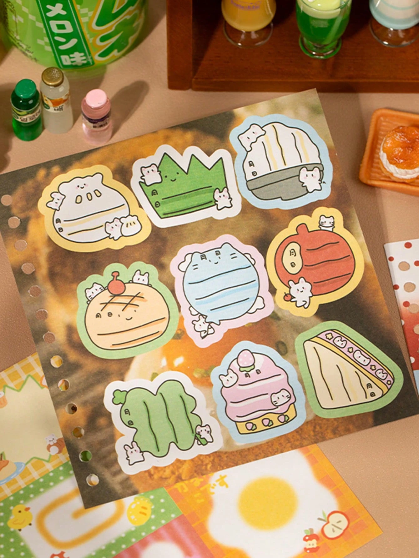 42 Sheets Writable Cut Paste Stickers Notebook, Retro Cute Convenience ...