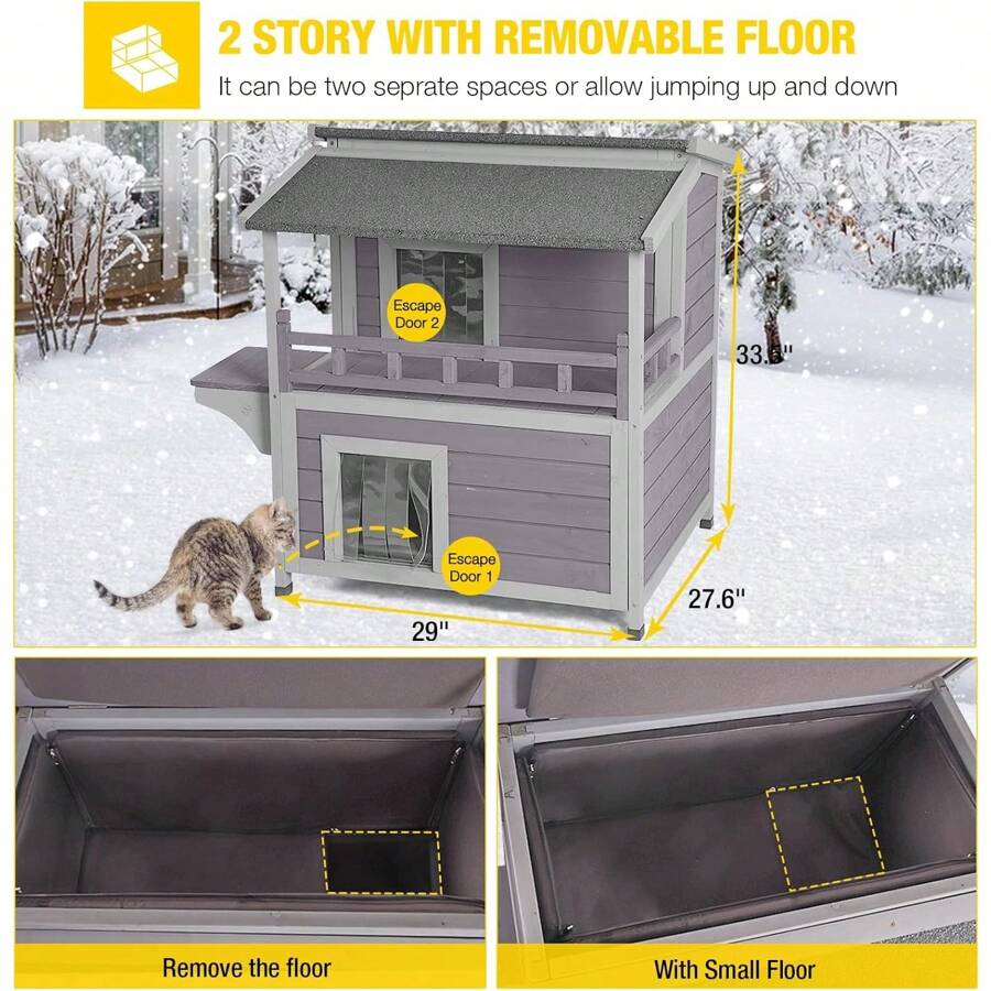 Insulated Outdoor Cat House For Winter Weatherproof Outside Feral Cat ...