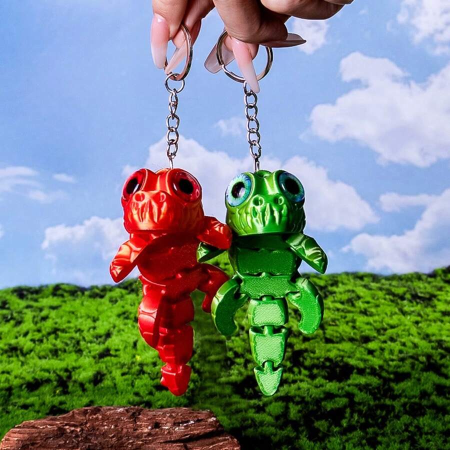 2pcs Flexible Joint 3D Printed Lizard Keychain Statue - Laser Cut ...