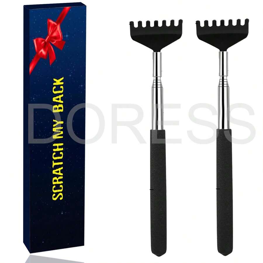 DORESS Stocking Stuffers (2 Packs) Black Telescopic Back Scratcher ...