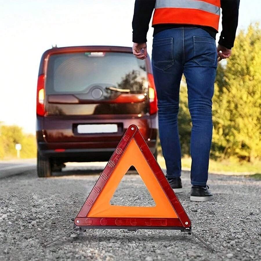 1pc Emergency Warning Triangle, Red Reflective Safety Sign For Roadside ...