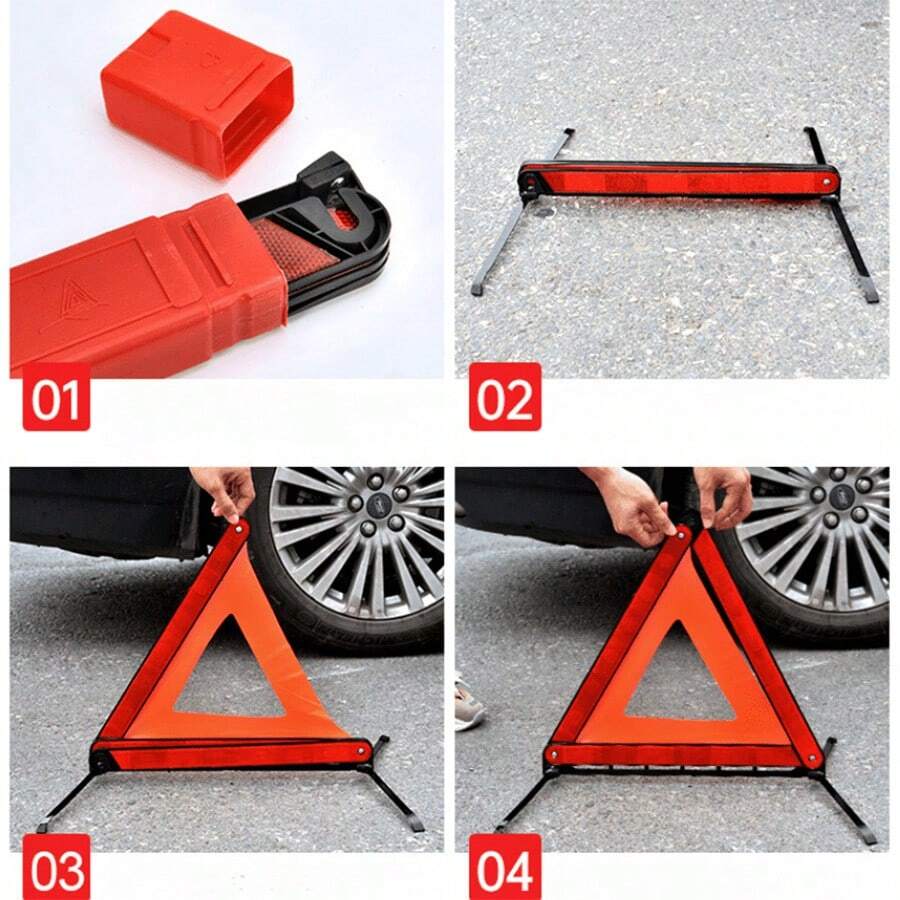 1pc Emergency Warning Triangle, Red Reflective Safety Sign For Roadside ...