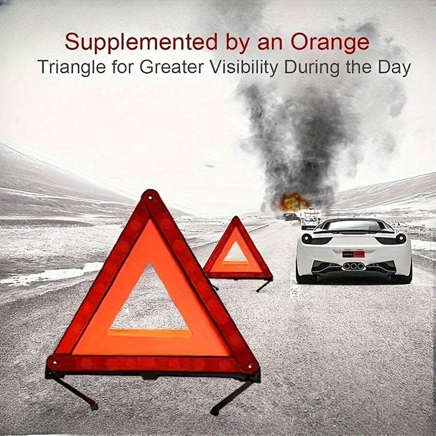 1pc Emergency Warning Triangle, Red Reflective Safety Sign For Roadside ...