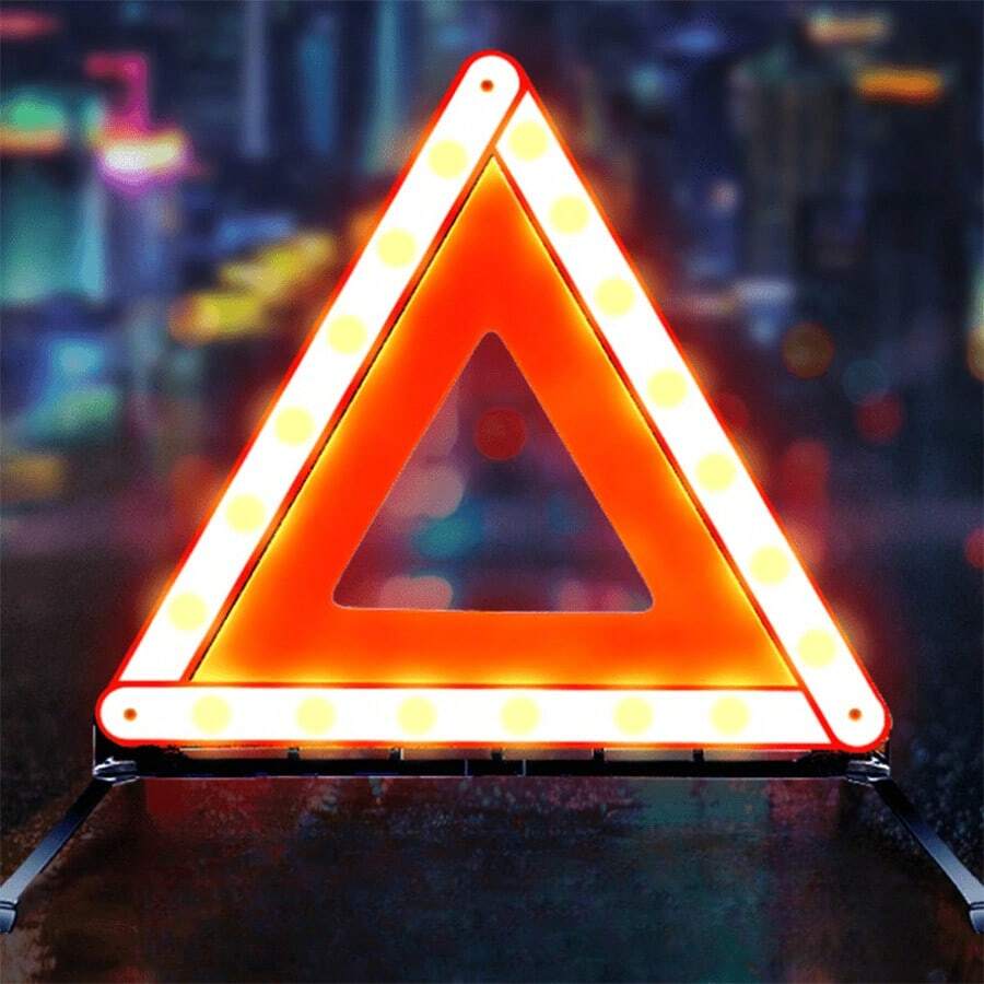 1pc Emergency Warning Triangle, Red Reflective Safety Sign For Roadside ...