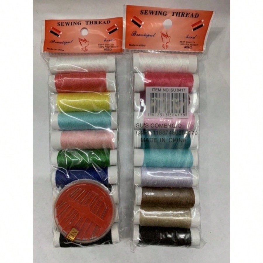 Sewing Thread Kit With 10 Rolls Of Thread In Assorted Colors With 10 ...