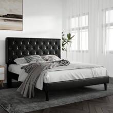 SHA CERLIN Full/Queen/King Size Platform Bed Frame With Button Tufted ...