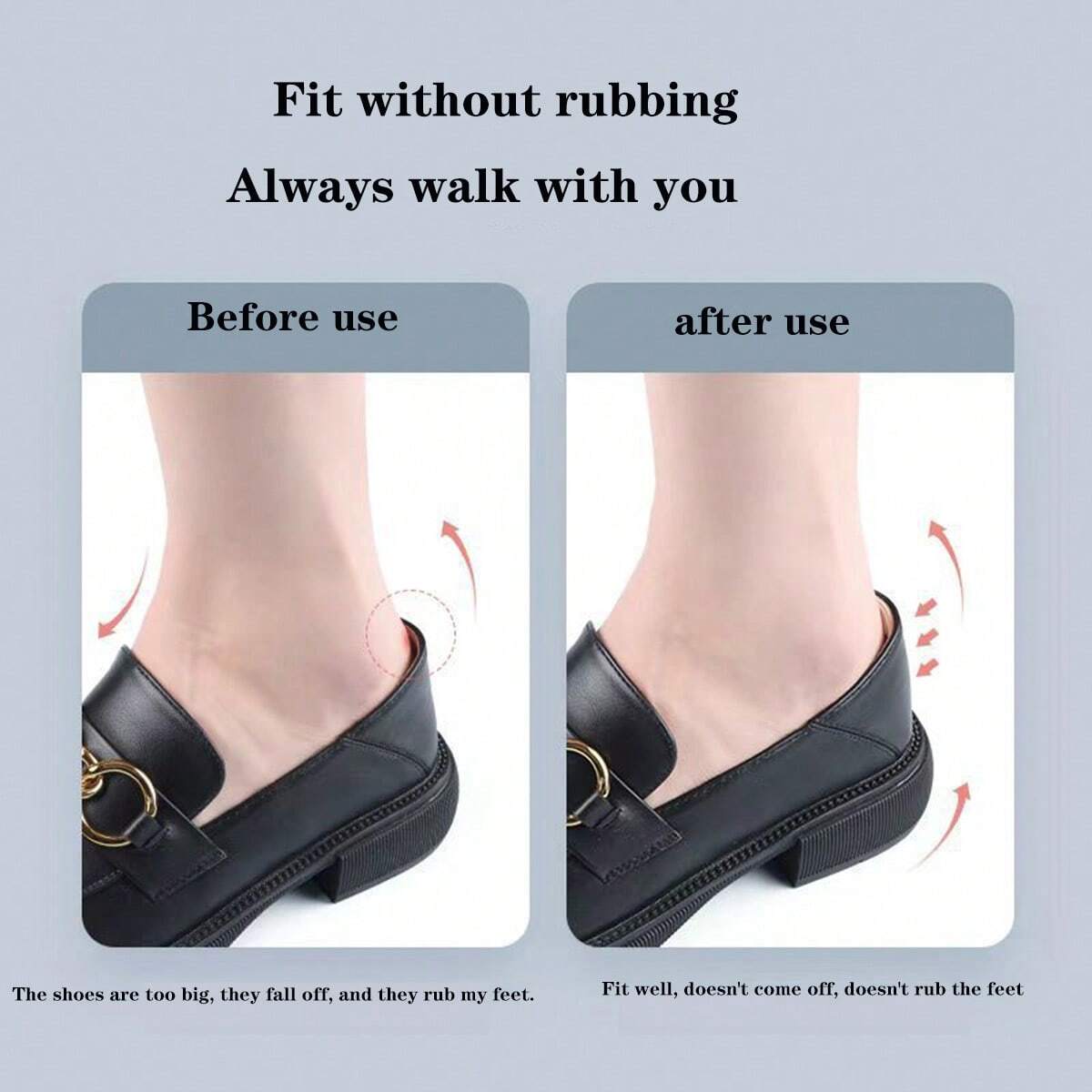Black Thin Heel Grip Pad Liner - Universal Shoe Sizer Saver Protector ...