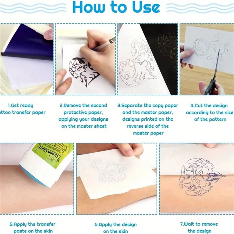 naom 10Pcs Tattoo Transfer Paper, 4 Layer A4 Size Tattoo Stencil ...