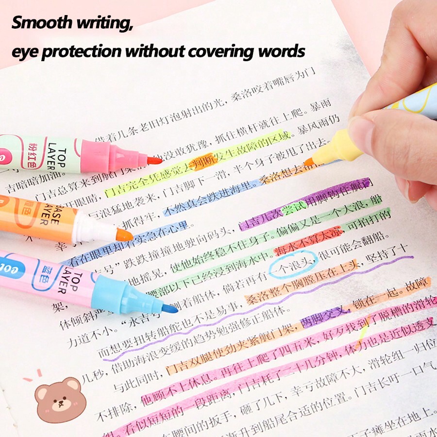 3pcs/6pcs Highlighter Pens, INS Gradient Dual-Tip Highlighters ...
