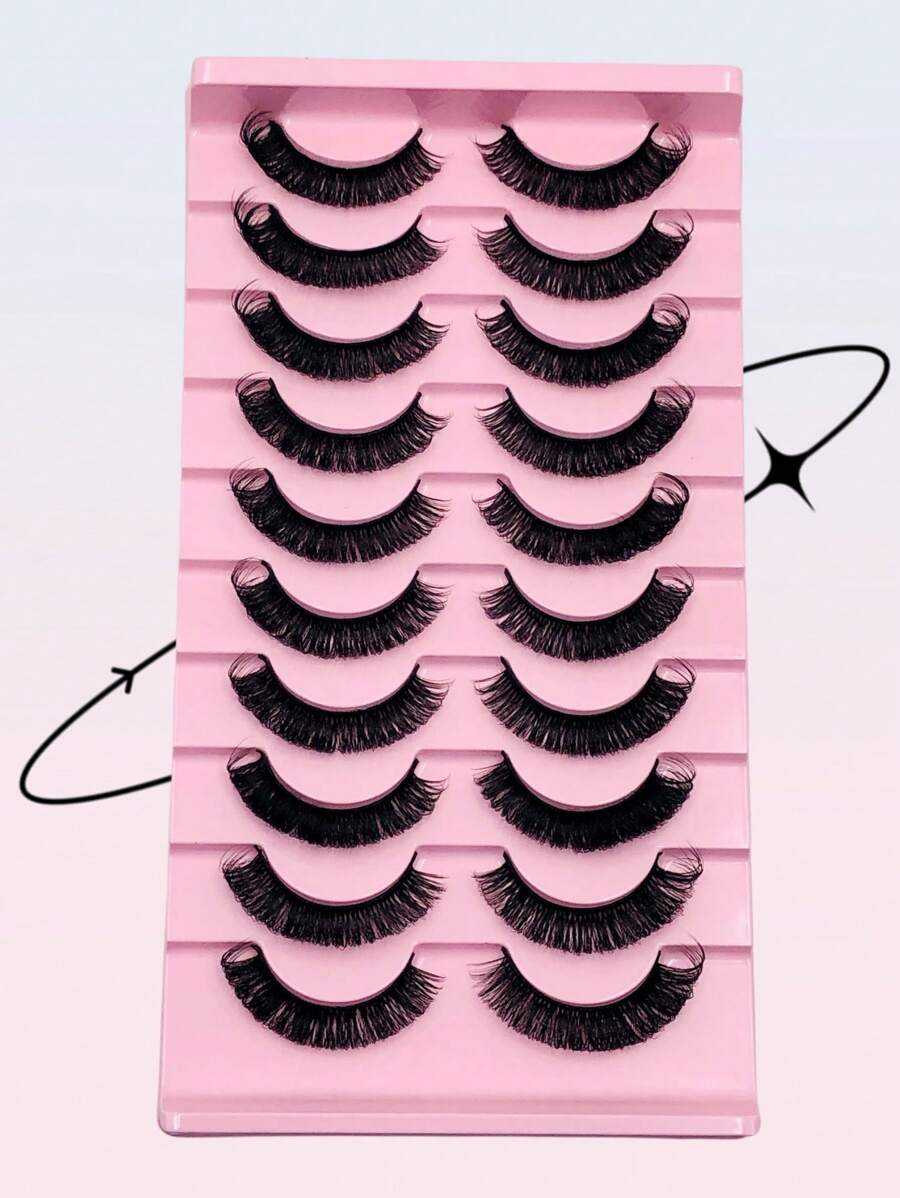 10 Pairs D Curl Classic Hybrid Wispy Volume Soft Faux Mink Lashes ...