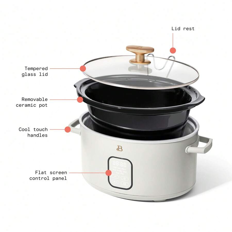 Beautiful 6 Qt Programmable Slow Cooker, Black Sesame By Drew Barrymore ...