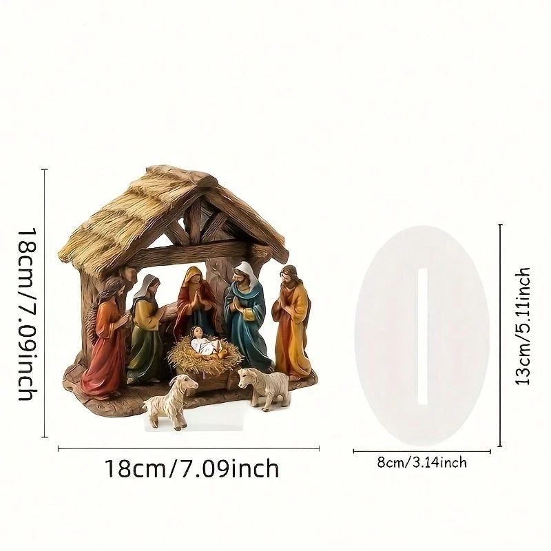 Acrylic Nativity Scene Set, Multi-Purpose Christmas Manger Decoration ...