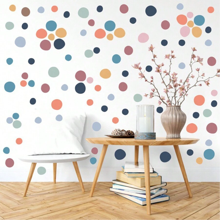 300pcs/Set Polka Dot Pattern Wall Stickers, Modern PVC Wall Stickers ...
