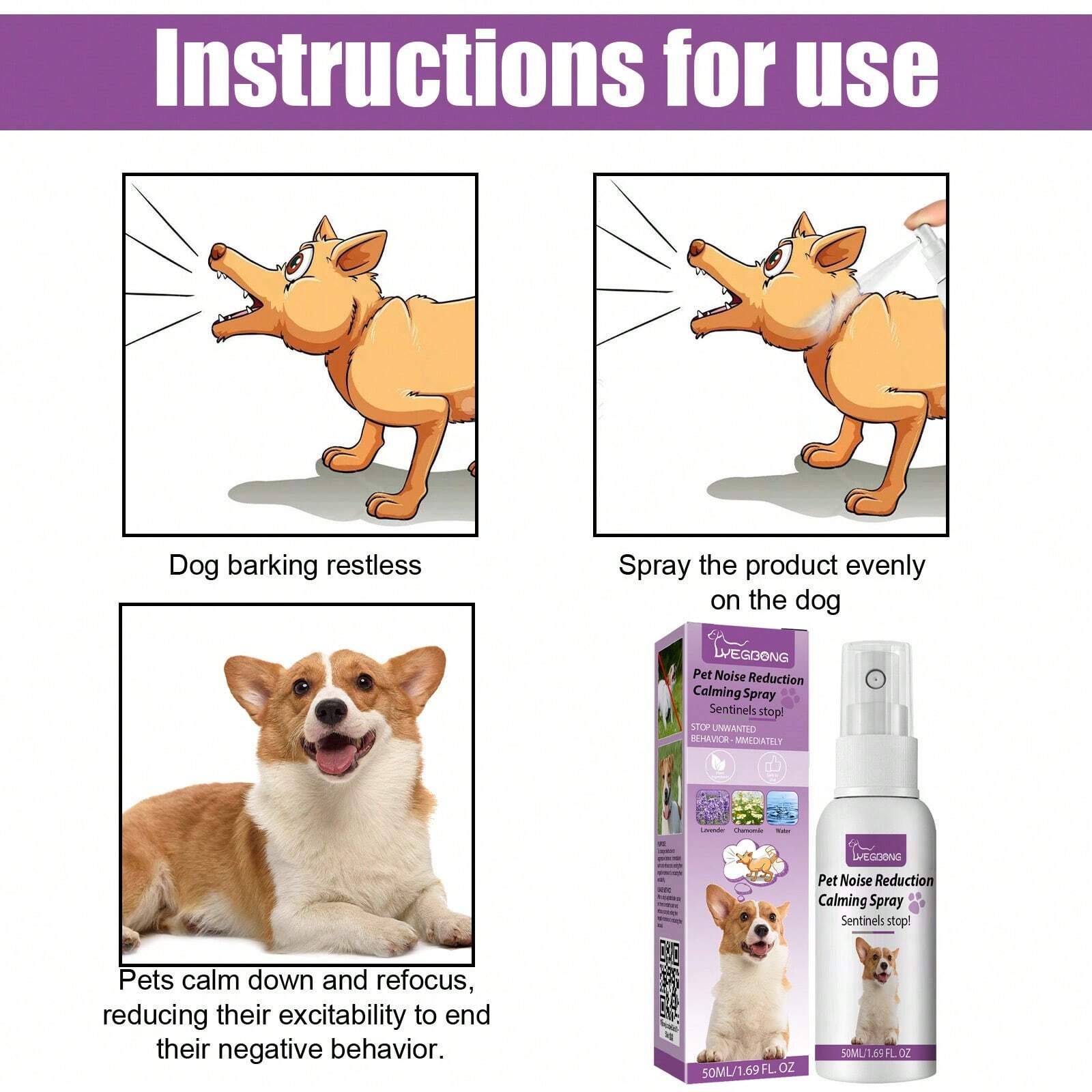 50ml Pet Noise Reduction Spray Soothes Pets, Calms Their Emotions ...