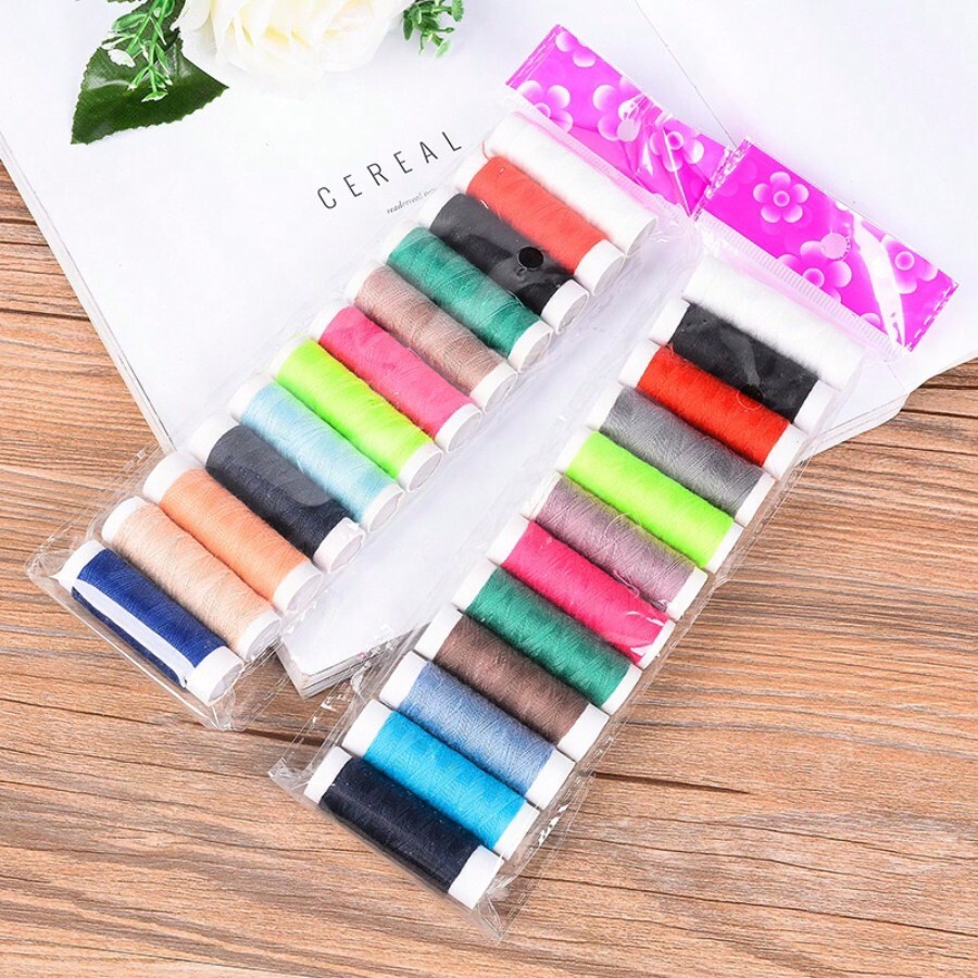 Sewing Thread Kit With 10 Rolls Of Thread In Assorted Colors With 10 ...