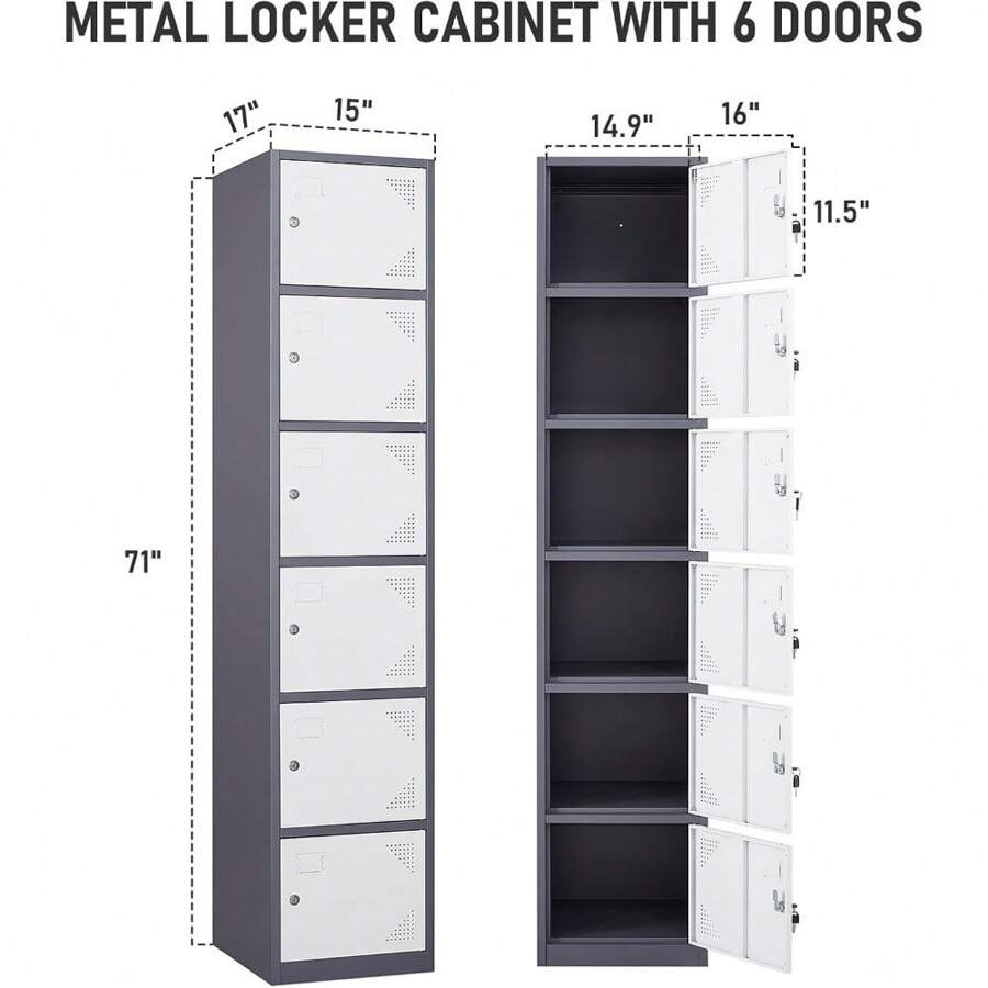 MIIIKO 6 Door Locker, Storage Lockers Cabinet With Keys, Lockable ...
