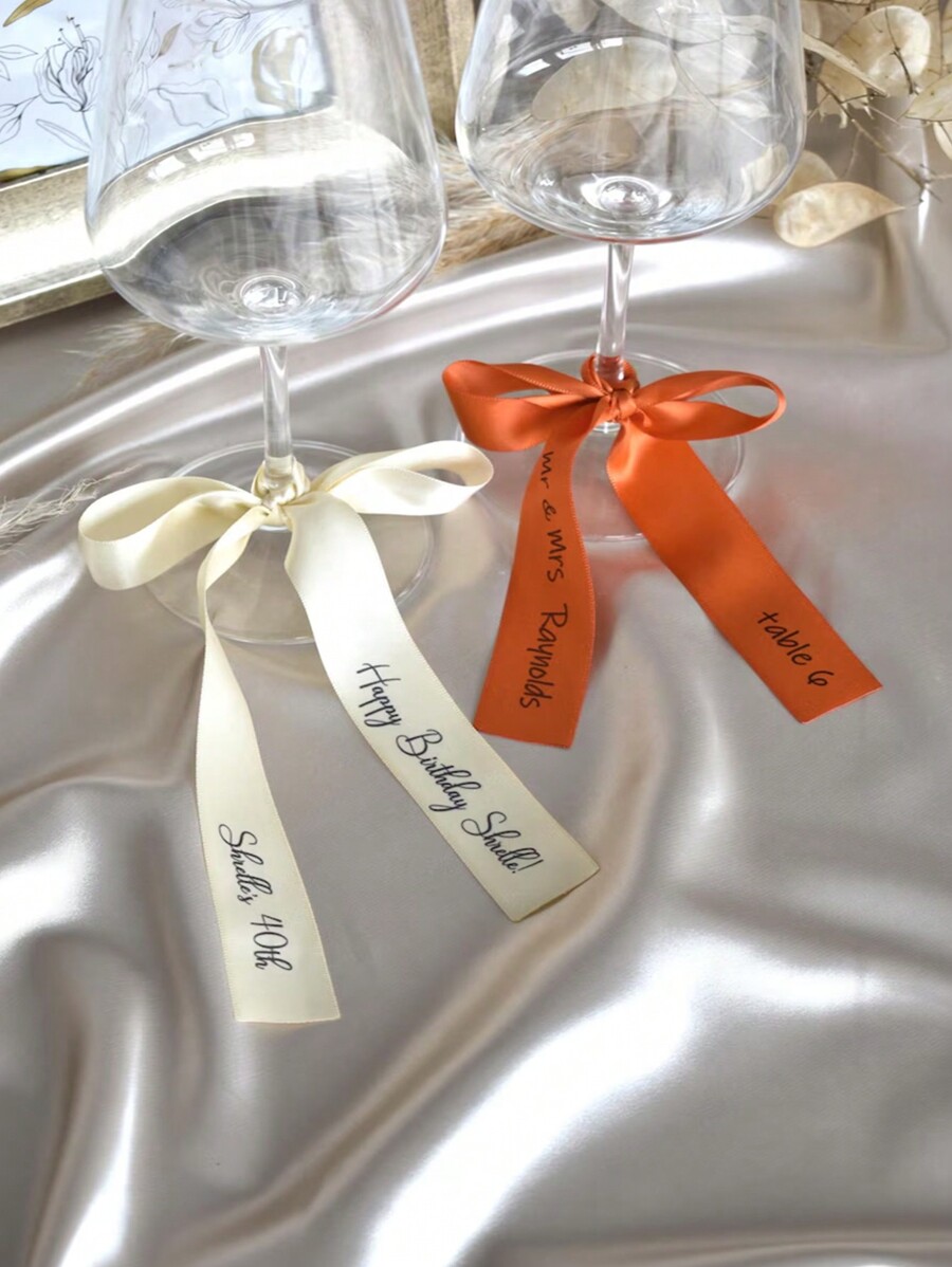 Personalized Wine Glass Ribbon, Custom Party Champagne Glass Ribbon ...