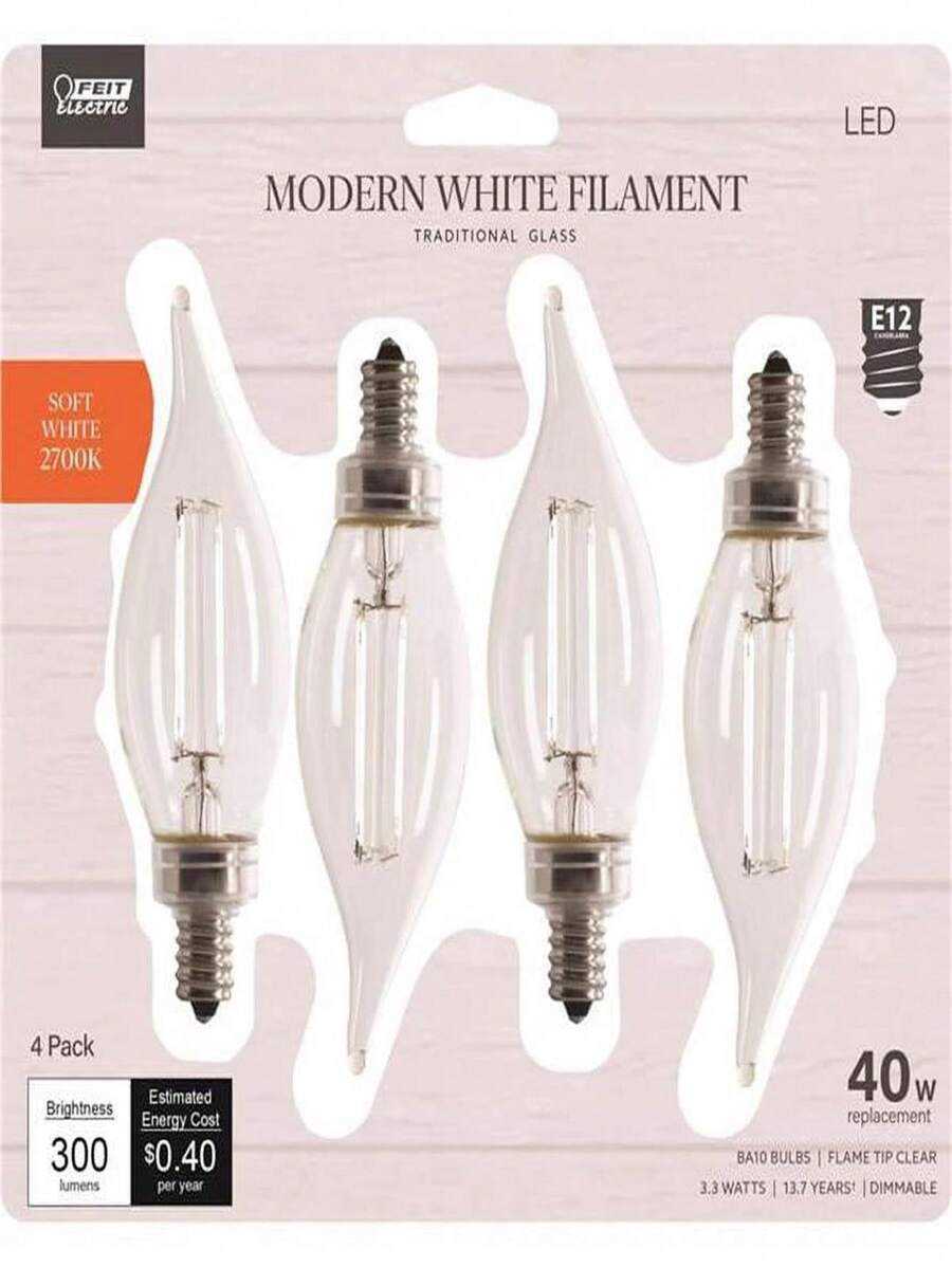 Feit Electric 3005592 4.3 In. BA10 E12 Candelabra 40W Equivalence ...