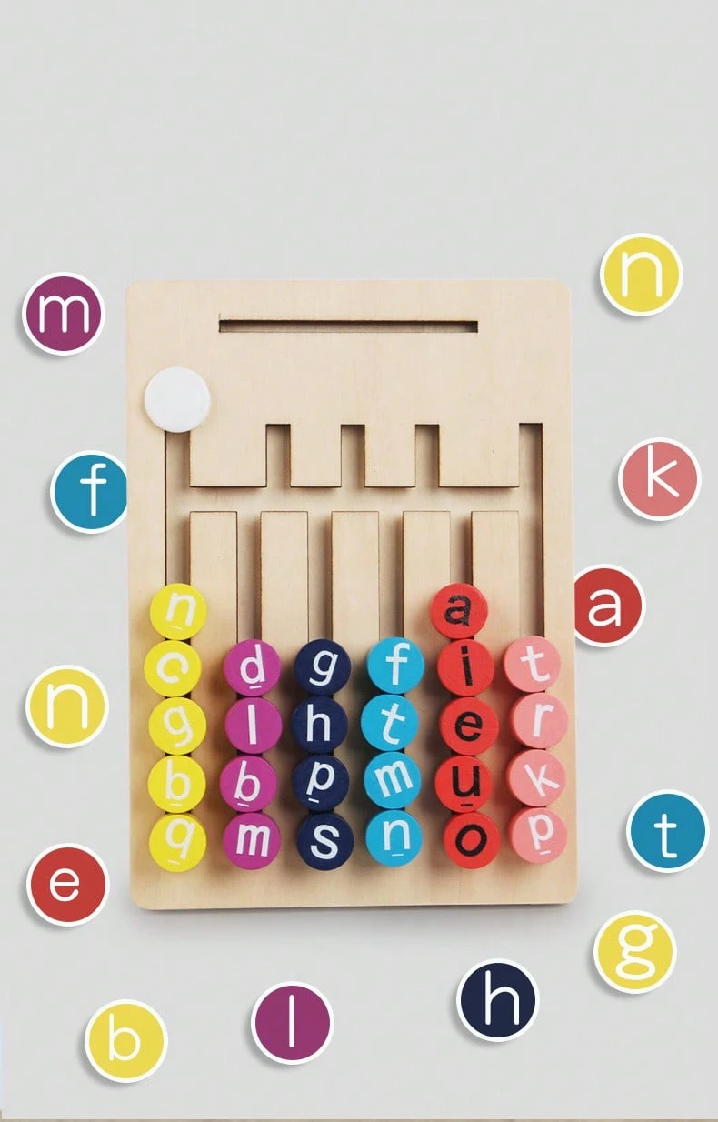 Juego de Abalorios con Letras Vocales, Juguete educativo de madera para ...