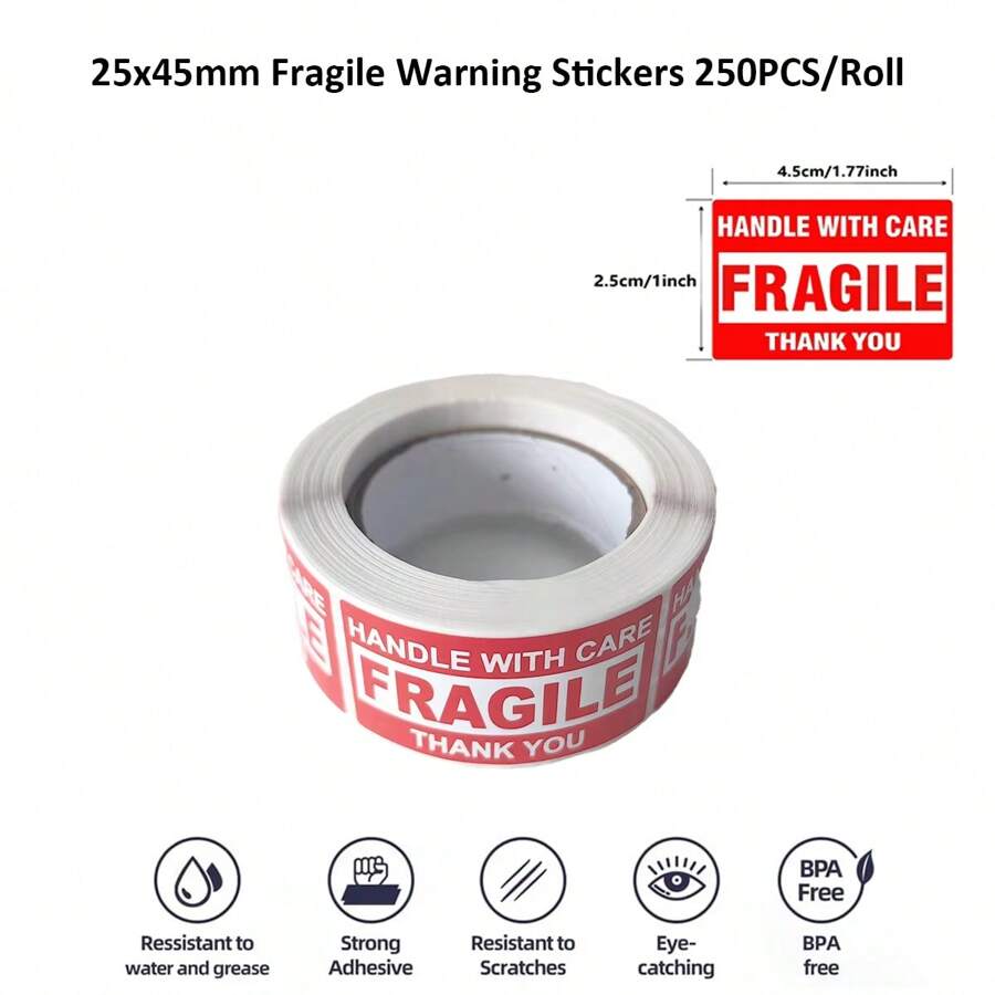 25x45mm Fragile Warning Stickers For Shipping Fragile Handle With Care ...