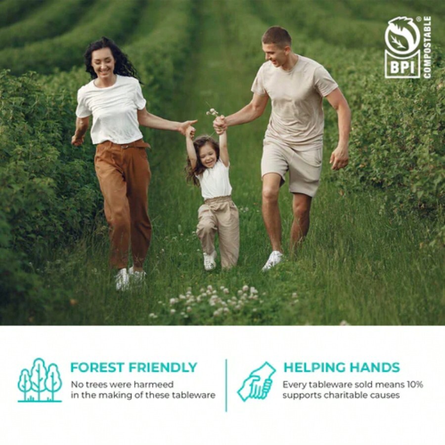 50-Pack 9-Inches Renewable Fiber (Paper) Plates,PFAS, Bleach Free, BPI ...