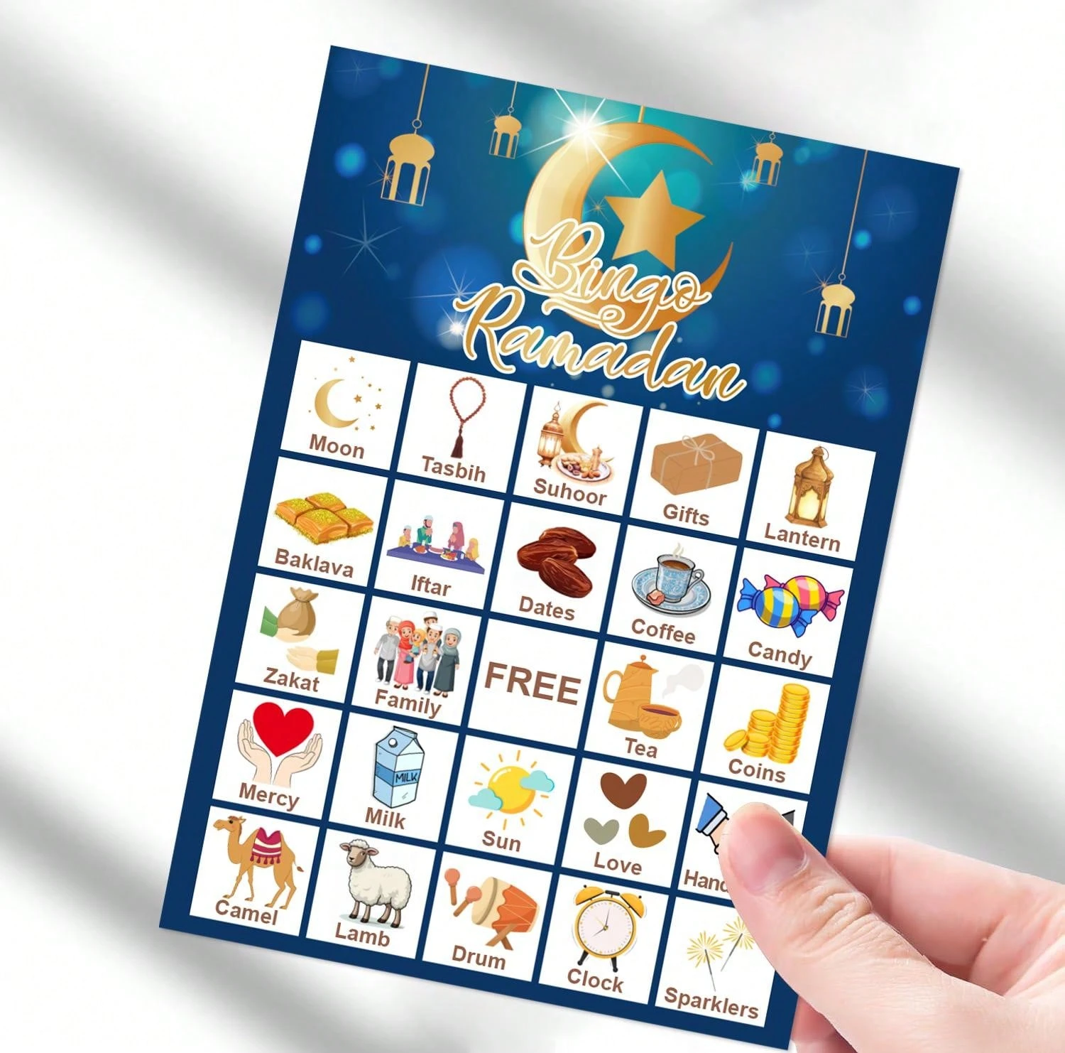 33 cartes Bingo Eid pour 24 joueurs, Fournitures de jeu de fête Eid ...