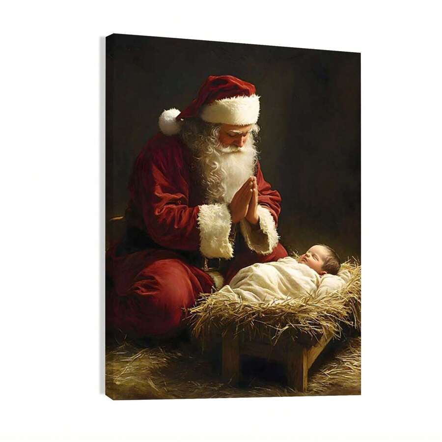 Santa Claus Praying To Jesus Christ Christian Artwork, Santa Prayer ...