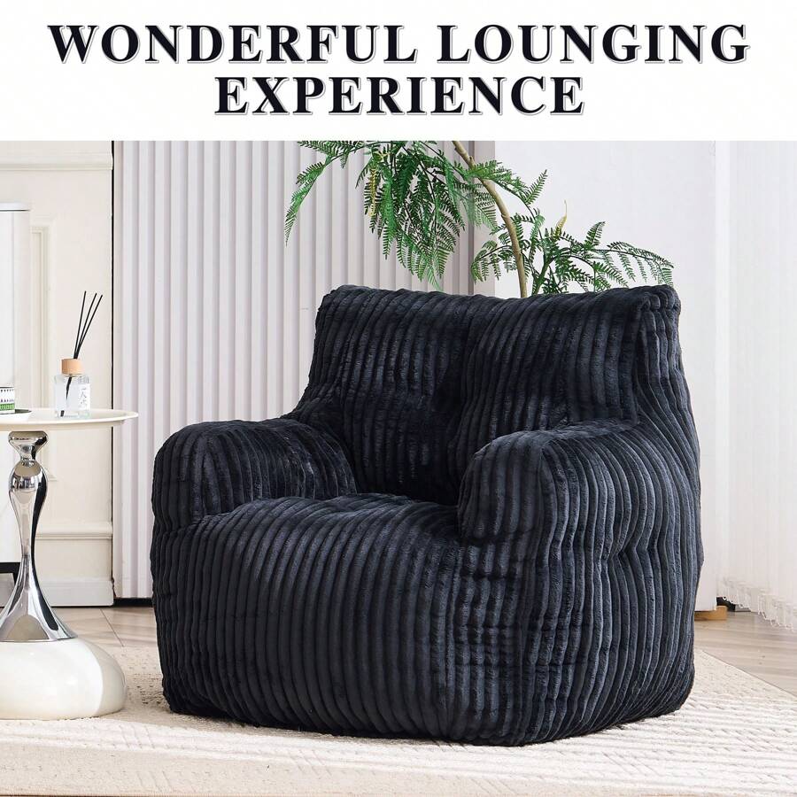 MERAX Soft Fluffy Corduroy Fabric Bean Bag Chair Filled With Memory ...