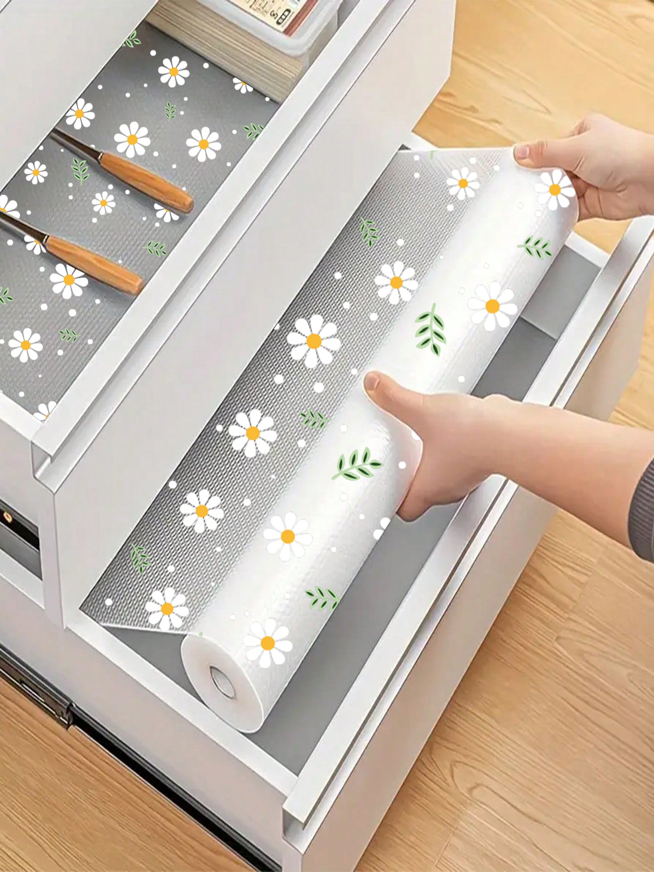 1 Roll 30cm Wide Solid Color Shelf Liner, EVA Plastic Material More ...