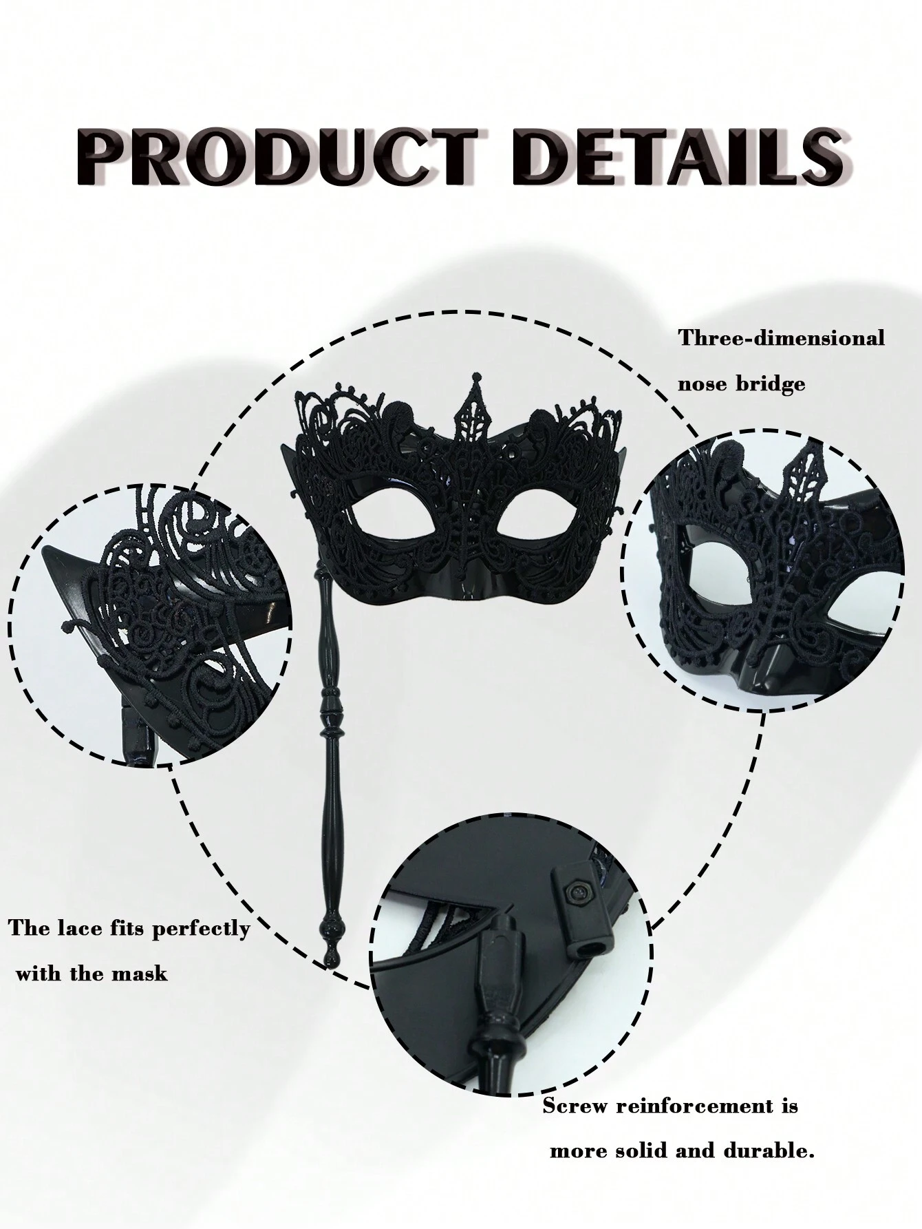 Women Lace Venetian Masquerade Face Mask, Lace Hand Held Mask For ...