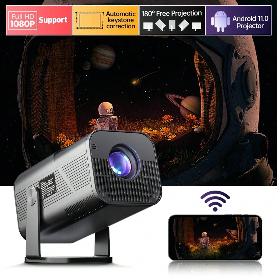 Portable Projector EU Plug, Mini Protable With Bluetooth And Wifi, 4K ...