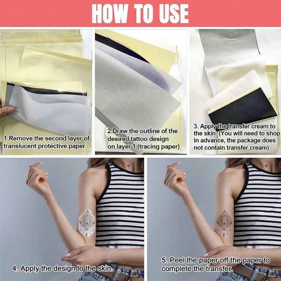 naom 10Pcs Tattoo Transfer Paper, 4 Layer A4 Size Tattoo Stencil ...