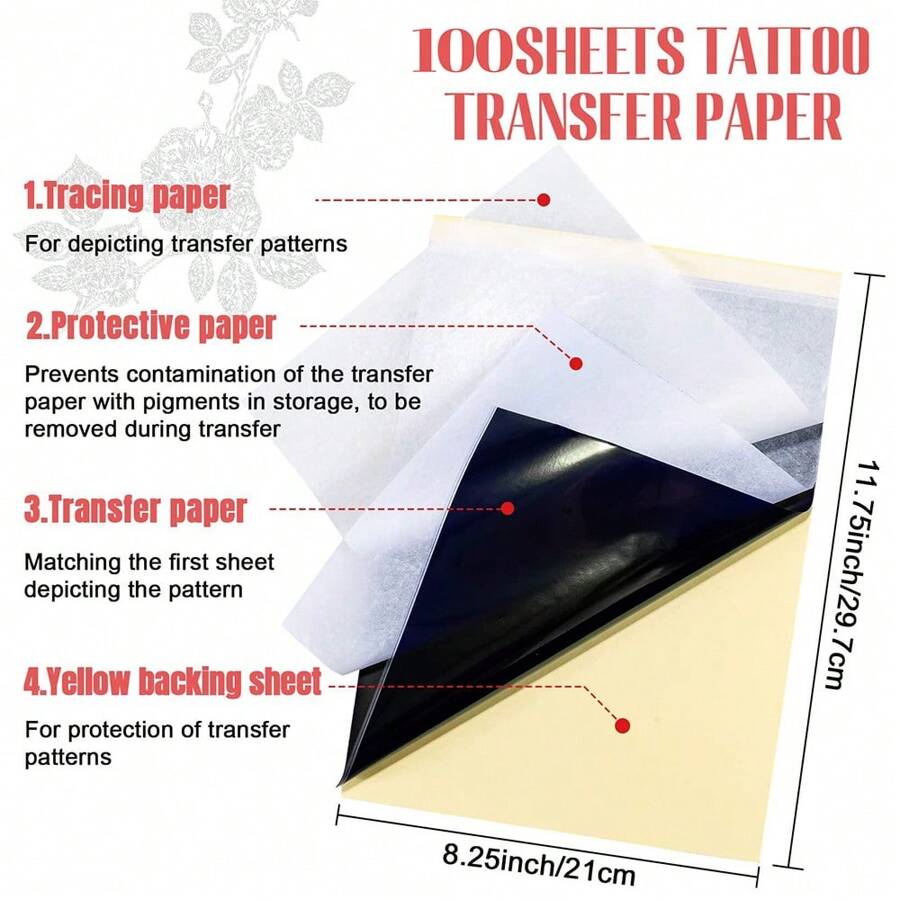 naom 10Pcs Tattoo Transfer Paper, 4 Layer A4 Size Tattoo Stencil ...