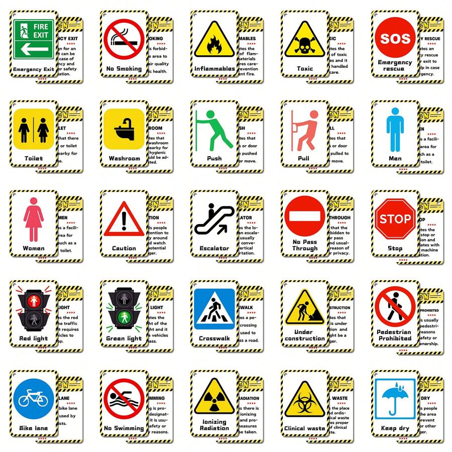 50pcs Flash Cards, Various Signs Flash Cards On The Street For Toddlers ...