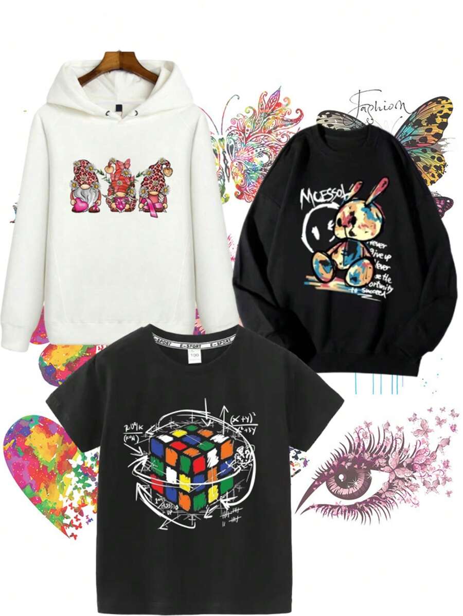 (Customized) 1/3/10/30/50pcs Heat Transfer Stickers Large Size Vinyl ...