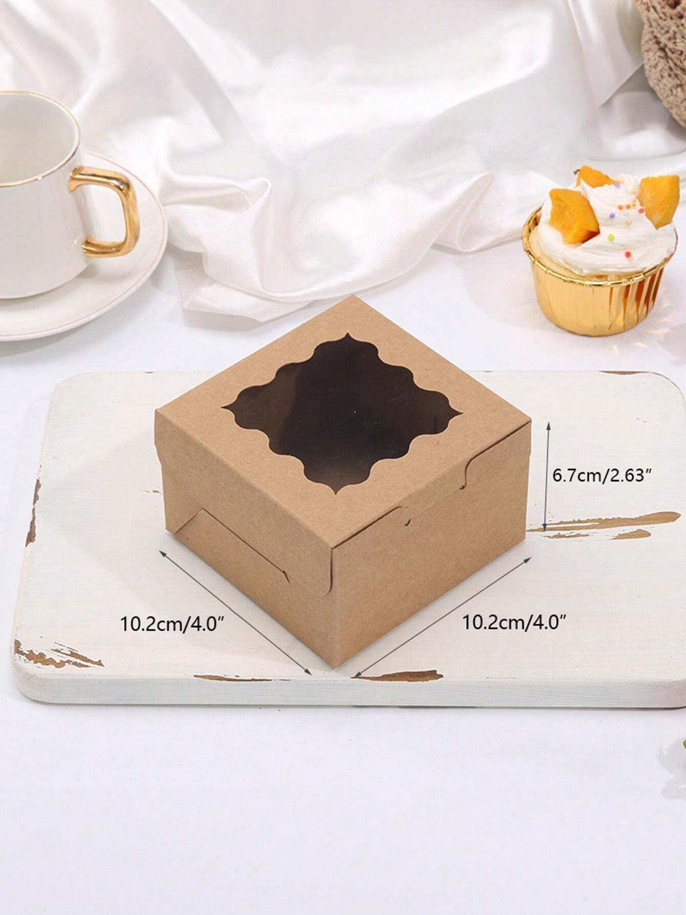 12pcs Transparent Lid Food Packaging Boxes, Paper Cupcake Boxes, Tart ...