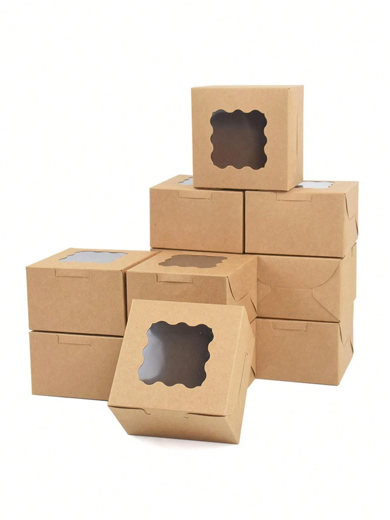 12pcs Transparent Lid Food Packaging Boxes, Paper Cupcake Boxes, Tart ...