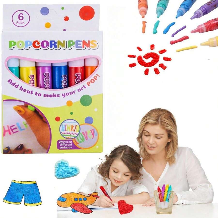 DIY Bubble Popcorn Drawing Pens Magical Puffy Pen 6 Color Puffy Bubble ...