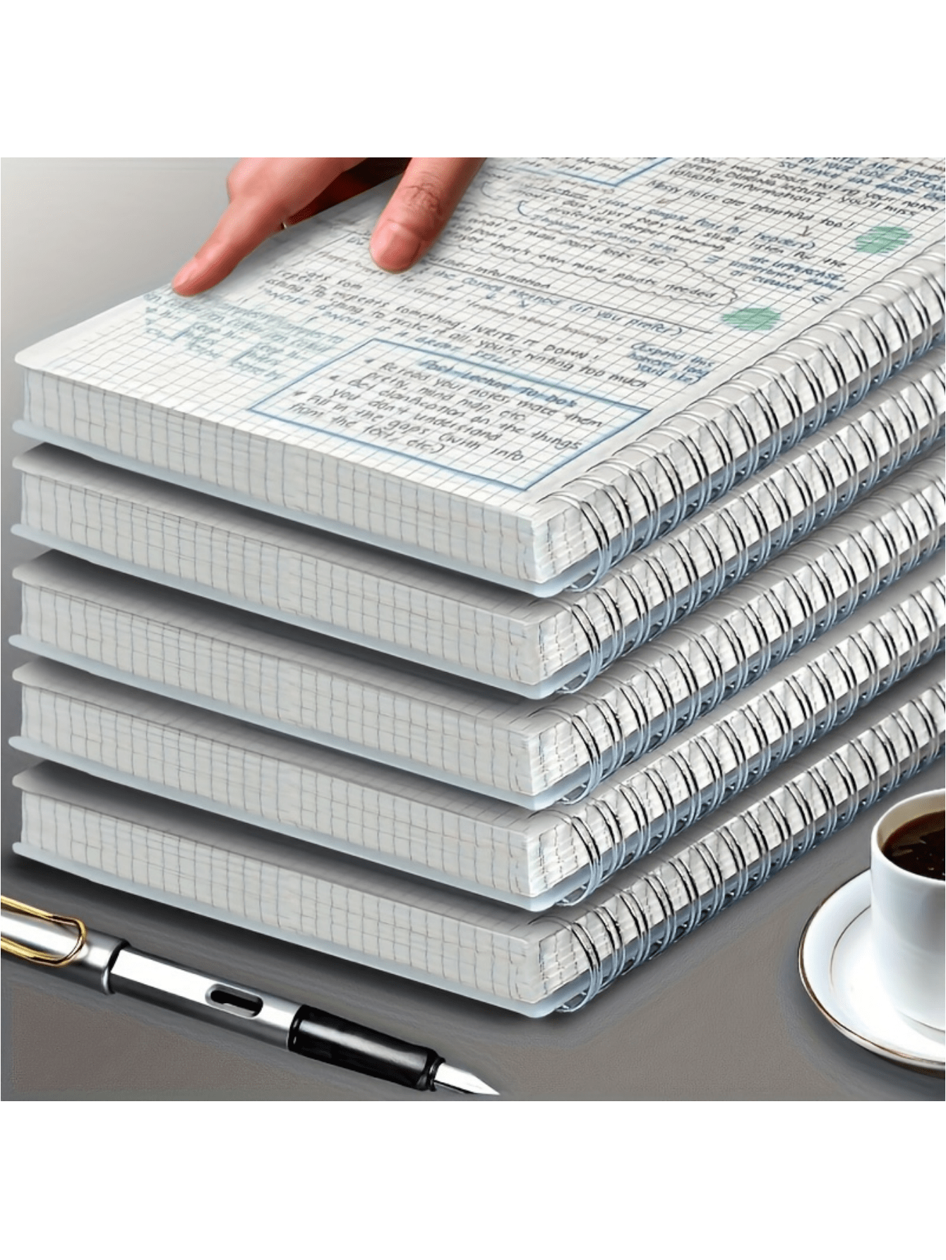 1pc/80 Pages Square Spiral Notebook, Flip-Cover Diary, Graph Paper Memo ...